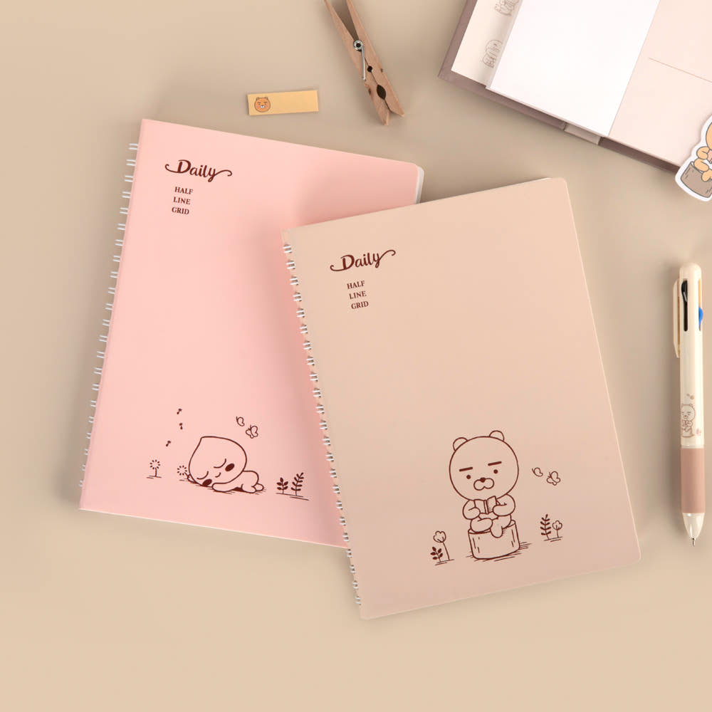 [KAKAO FRIENDS] Daily Diary Spring Notebook Ryan & Apeach - 데일리 스프링 다이 ...