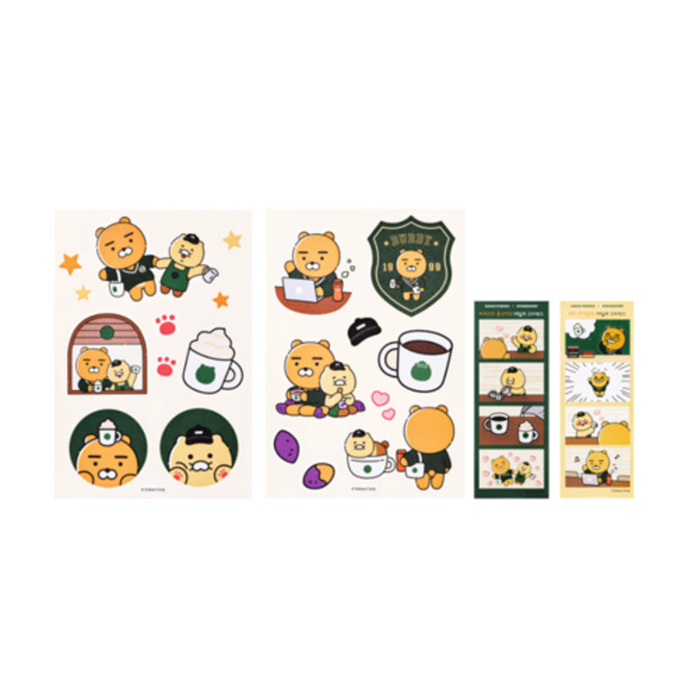 [K- Starbucks X Kakao Friends] My Buddy Ryan & Choonsik Sticker Set ...
